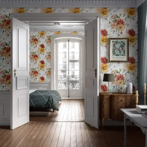 Sollys Og Blomster Tapet