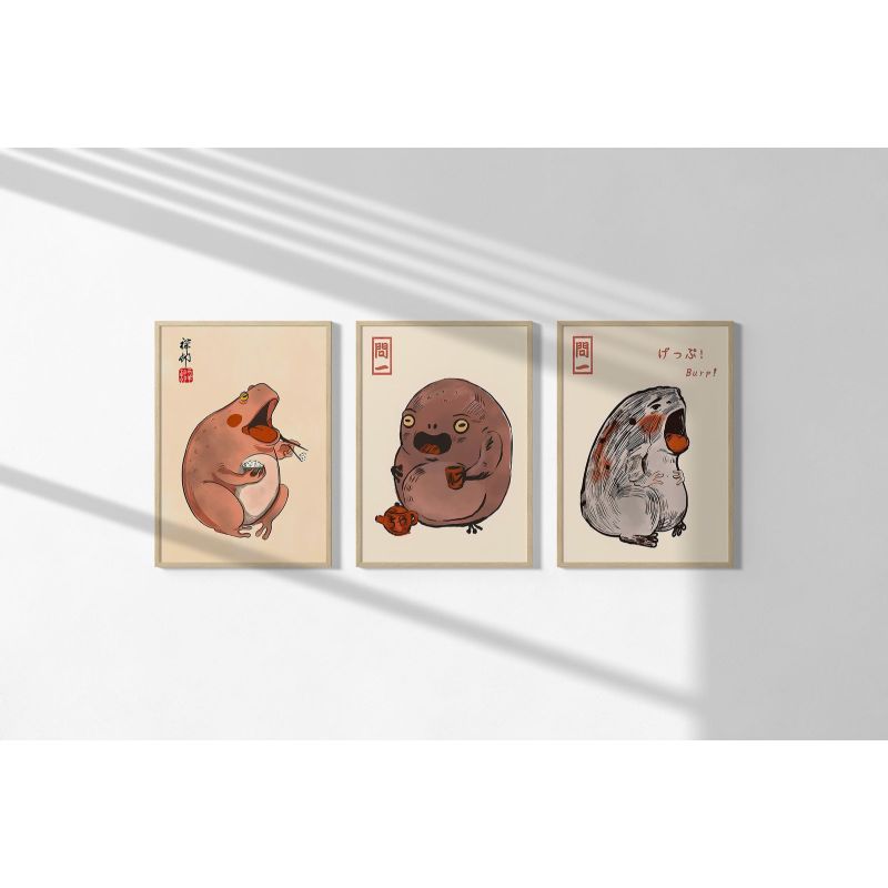 Plakat - Quirky Frog Characters / Sett av 3